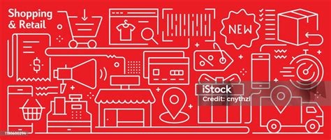 트렌디 한 선형 스타일의 벡터 쇼핑 및 소매 배너 디자인 웹 페이지 배너 프리젠 테이션라인 아트 스타일 추상 패턴 0명에 대한 스톡 벡터 아트 및 기타 이미지 Istock