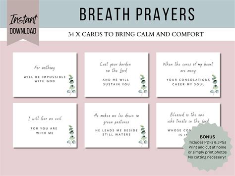 Printable Breath Prayers Scripture To Calm Anxiety Etsy