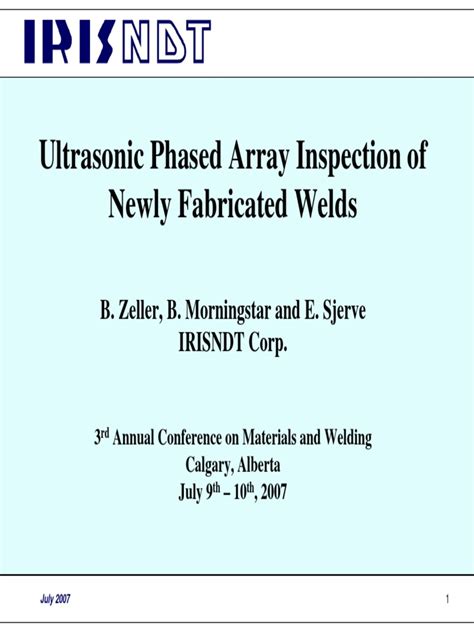 Phased Array Iris Pdf Welding Construction