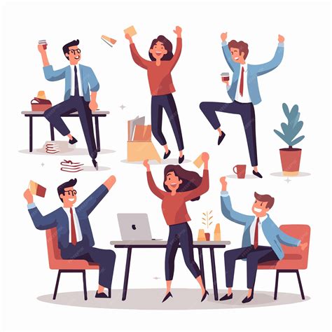 Creative Office Team Having Fun Vector Set Premium Ai Generated Vector