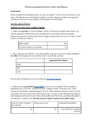 Soils Lab Report AP Environmental Science Soils Lab Report Instructions Please Complete The