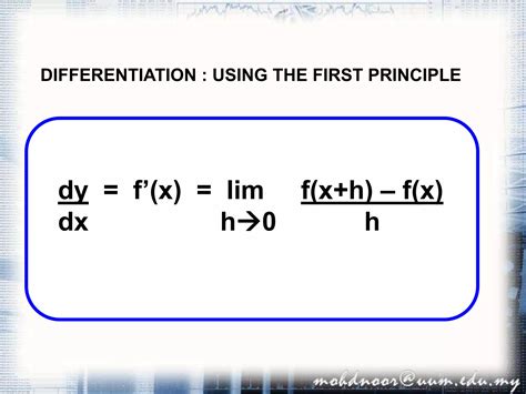 differentiation using first principle by mohd noor abdul hamid ppsx