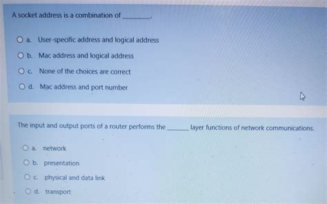 Solved A Socket Address Is A Combination Of A User Specific