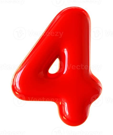 3d Rojo Número 4 11298035 Png