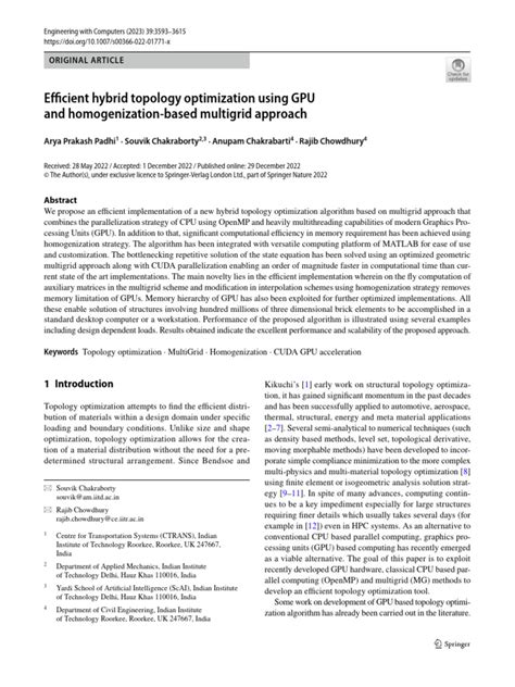 Efficient Hybrid Topology Optimization Using Gpu Pdf Mathematical Optimization Algorithms