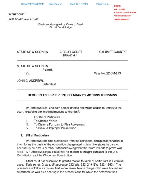 Decision And Order On Defendants Motions To Dismiss Pdf Wisconsin