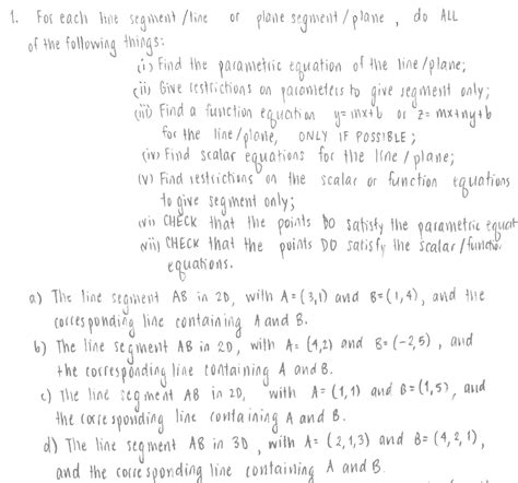 Solved Equations 1 For Each Line Segment Line Or Plane Chegg Com