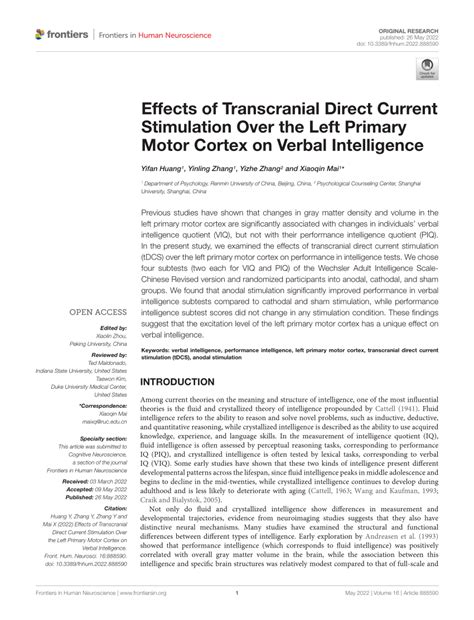 Pdf Effects Of Transcranial Direct Current Stimulation Over The Left Primary Motor Cortex On