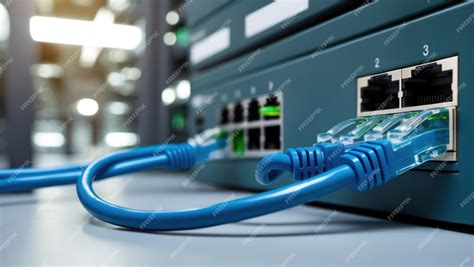 modern network setup showcasing routers and ethernet connections premium ai generated image