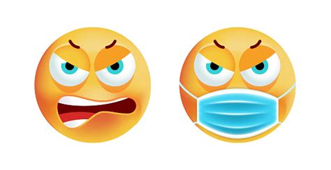 흰색 배경에 얼굴 마스크와 귀여운 화가 이모티콘 격리된 벡터 일러스트레이션 3차원 형태에 대한 스톡 벡터 아트 및 기타 이미지 3차원 형태 감정 건강관리와 의술