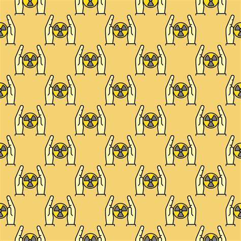 Hands And Radiation Symbol Vector Radioactive Colored Seamless Pattern