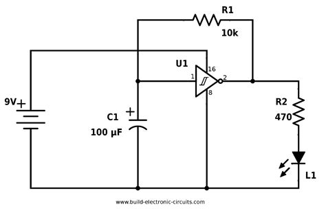 Blinking Led Circuit Schmitt Inverter Build Electronic Circuits