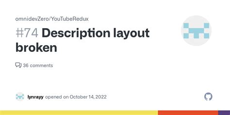 Description Layout Broken · Issue 74 · Omnidevzeroyoutuberedux · Github