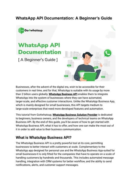 Whatsapp Api Documentation A Beginners Guide Pdf Internet Computing