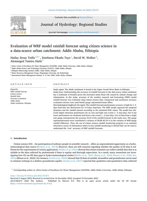 Pdf Evaluation Of Wrf Model Rainfall Forecast Using Citizen Science
