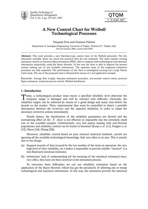 Pdf A New Control Chart For Weibull Technological Processes