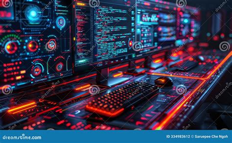 advanced cybersecurity operations center with multiple monitors