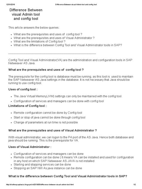 Difference Between Visual Admin And Config Tools Pdf Java Virtual