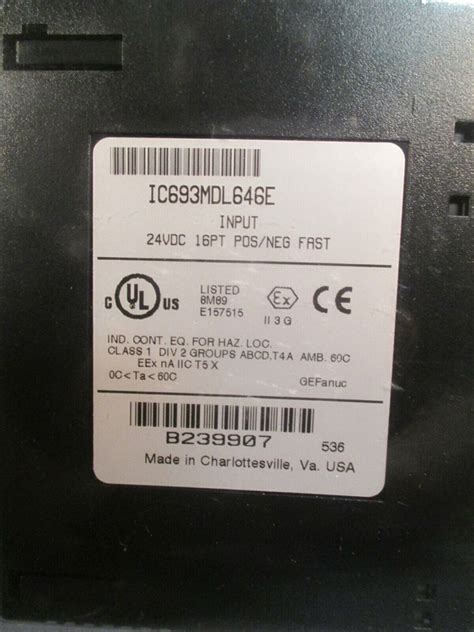 Gefanuc Input Module 24 Vdc 16pt Posneg Fast Ic693mdl646e Etech Surplus