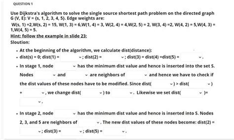 Solved Use Dijkstras Algorithm To Solve The Single Source