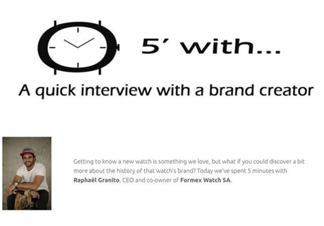 5 Minutes With Raphael Granito Ceo Formex Watch Sa By Brice Wagner