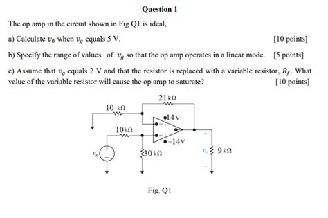 Solved Question 1 The Op In The Circuit Shown In Fig Q1 Chegg Com
