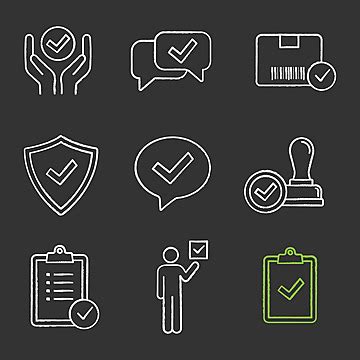 Approve Chalk Icons Set Blackboard Tested Design Vector Blackboard
