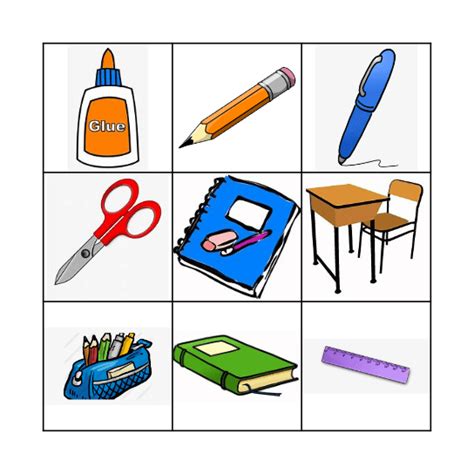 Classroom Items Bingo Card