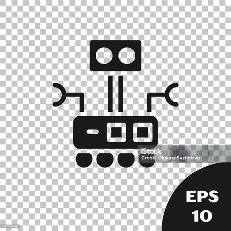 투명 한 배경에 격리 된 블랙 로봇 아이콘 인공 지능 기계 학습 클라우드 컴퓨팅 벡터 Friendly Match에 대한 스톡 벡터 아트 및 기타 이미지 Istock