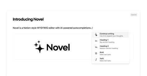 Novel Ai Powered Notion Style Editor