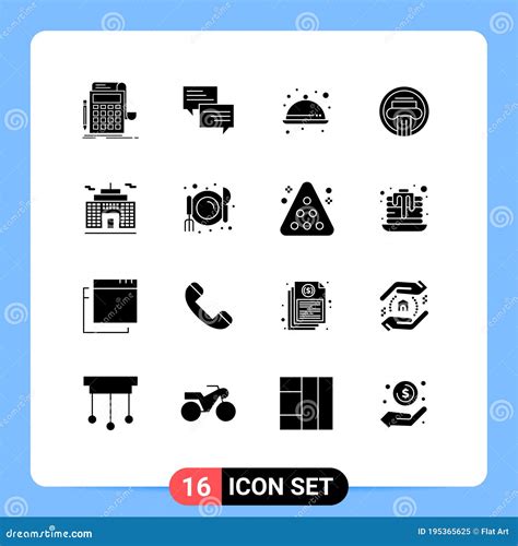 Set Of 16 Vector Solid Glyphs On Grid For Decoration Architecture Bubble Column Meal Stock