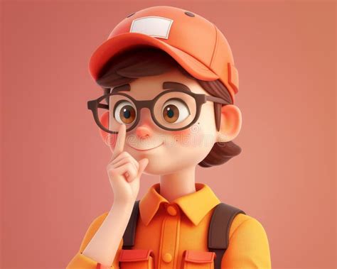 Charming Animated Character With Glasses And Red Cap Cheerful Person