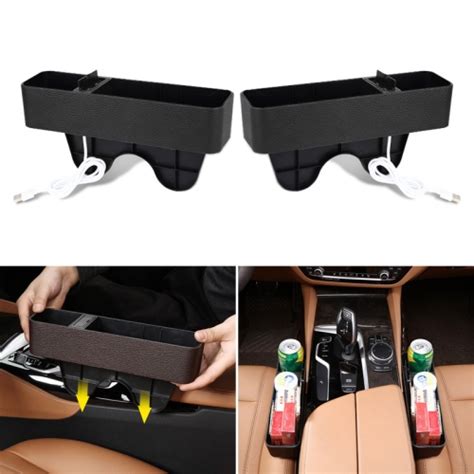 1 쌍 자동차 다기능 좌석 틈새 Usb 저장 상자 블랙
