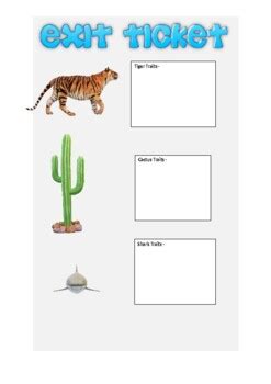 Traits Exit Ticket By Science Lectures TPT