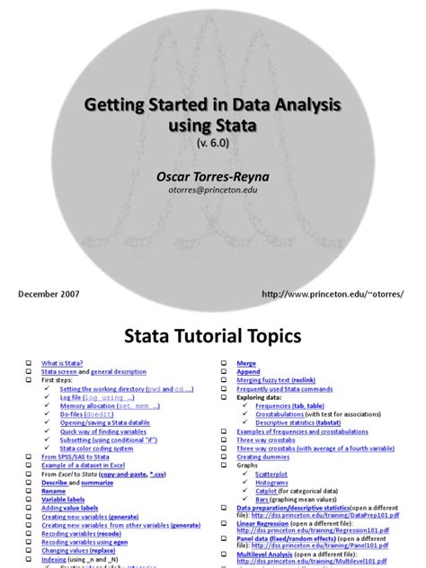 Getting Started In Data Analysis Using Stata Oscar Torres Reyna Pdf