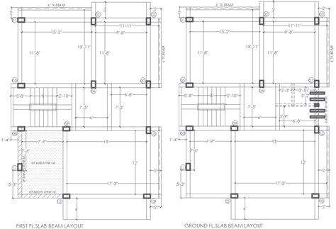 Ground And First Floor Slab Beam Layout Plan Autocad Dwg File