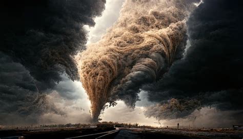 Premium Photo Destructive Large Dust Tornado Running Through Town