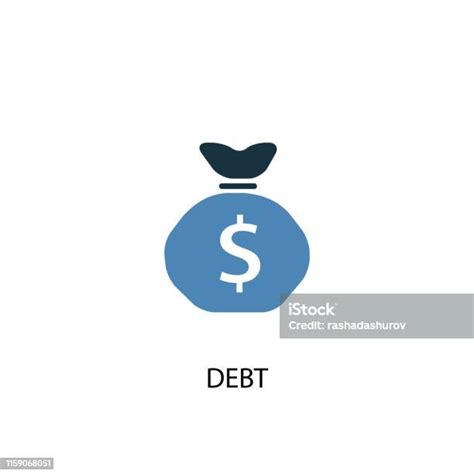 부채 개념 2 컬러 아이콘입니다 간단한 파란색 요소 그림입니다 부채 개념 기호 디자인입니다 웹 및 모바일 Ui Ux에 사용할 수 있습니다 가방에 대한 스톡 벡터 아트 및