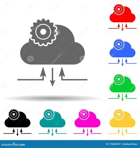 Cloud Management Multi Color Style Icon Simple Glyph Flat Vector Of