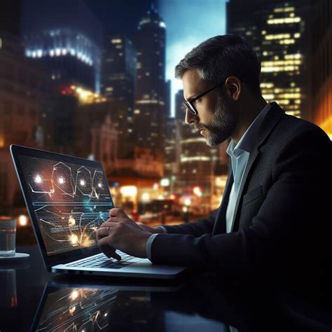 Premium Photo Data Scientist Programmer Using Laptop Analyzing