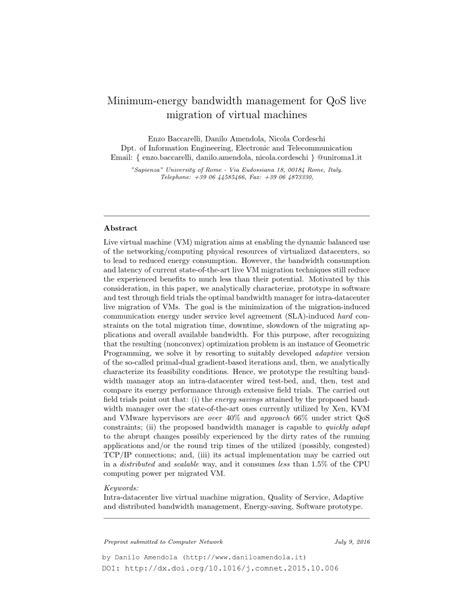 Pdf Minimum Energy Bandwidth Management For Qos Live Migration Of