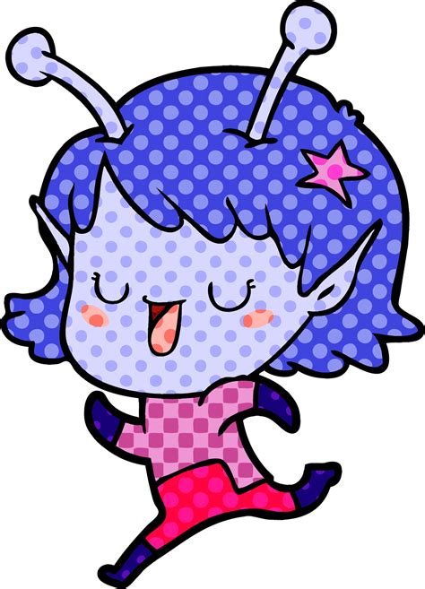 Happy Alien Girl Cartoon 12421412 Vector Art At Vecteezy