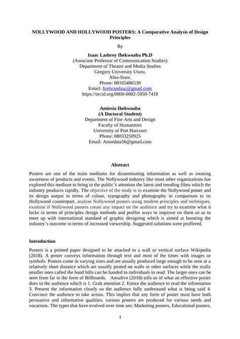 Pdf Nollywood And Hollywood Posters A Comparative Analysis Of Design Principles