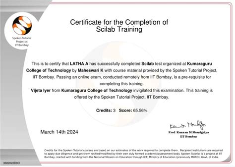 My First Certification In Scilab Latha A