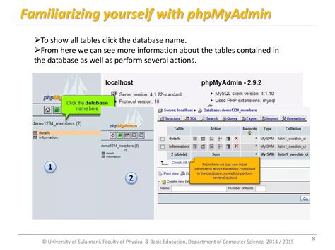 Mysql Database With Phpmyadmin Pptx Databases Computer Software