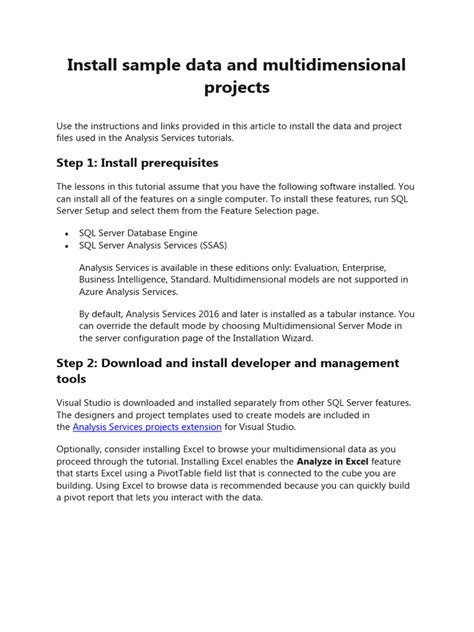 Ssas Install Sample Data And Multidimensional Projects Pdf