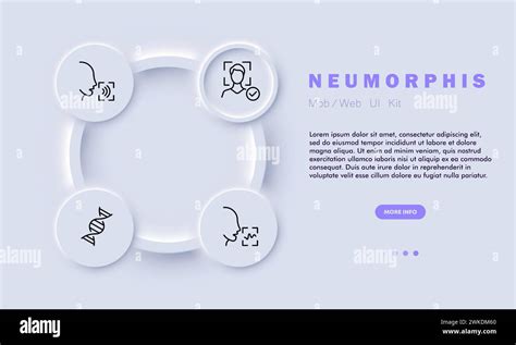 Safety Line Icon Biometrics Technology Personal Identification Authentication Neomorphism