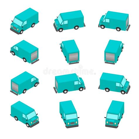 Animation Of The Rotation Of The Car In Isometric View Stock Vector