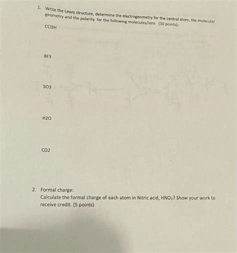 Solved 1 Write The Lewis Structure Determine The