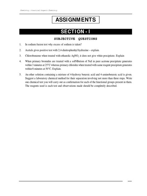 Practical Organic Chemistry 03 New Pattern Assignments New Pdf